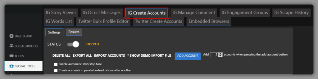 The Global Tools – The Instagram Create Accounts Tool - SU Social