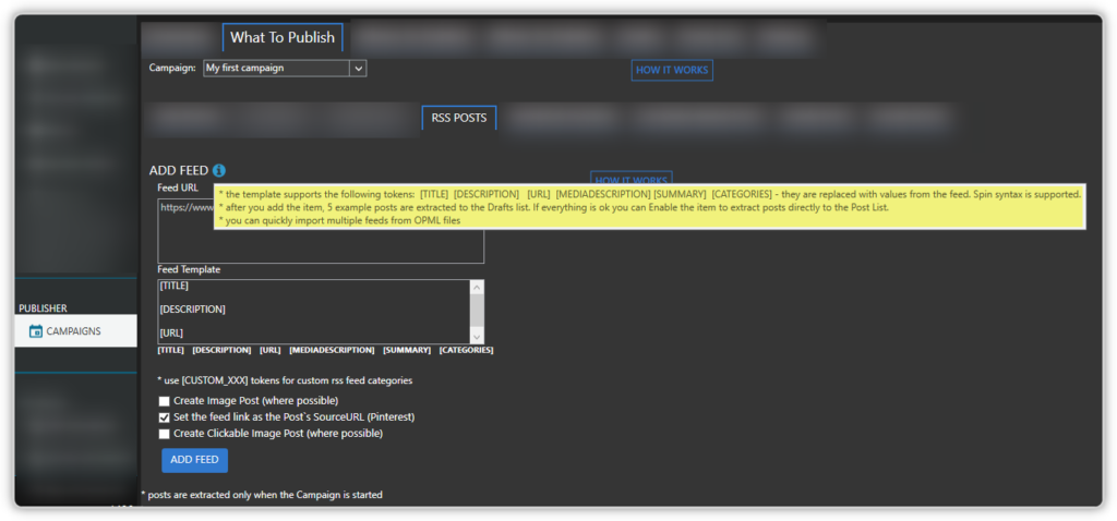 Campaigns – The RSS Posts Extractor - SU Social