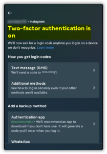 Instagram – Two Factor Authentication - SU Social