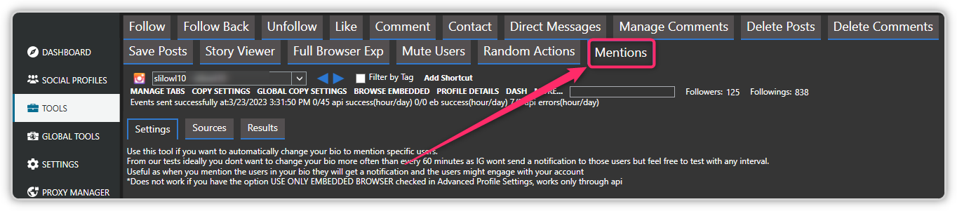 The Instagram Mentions tool - SU Social