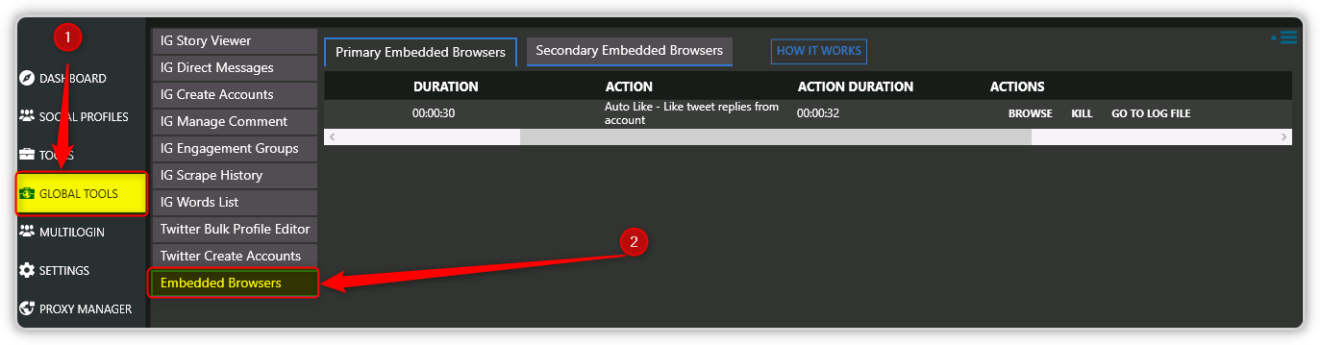 The Global Tools - The Embedded Browsers - SU Social